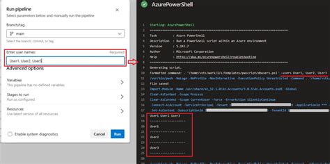 Use User Entered Values Into The Azure Pipeline And Use In PowerShell