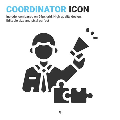Vector De Icono De Coordinador Con Estilo De Glifo Aislado Sobre Fondo