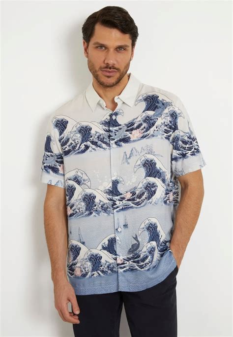 Guess Allover Chemise Mehrfarbig Grundton Blau Bleu Zalando Fr