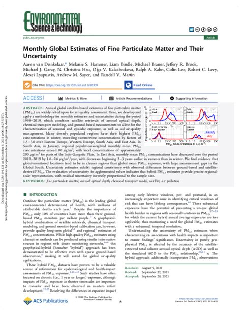 Pdf Monthly Global Estimates Of Fine Particulate Matter And Their