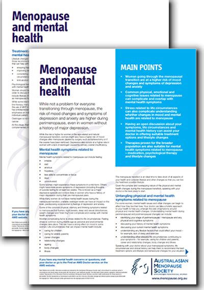 Menopause And Mental Health Australasian Menopause Society