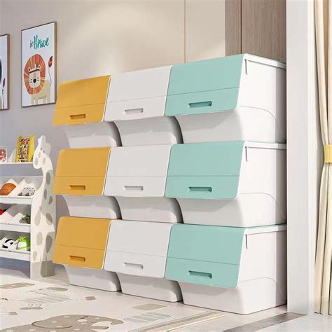 READY STOCKKorean Modern Style Multipurpose Toy Storage Box Thickened Plastic Stackable Front