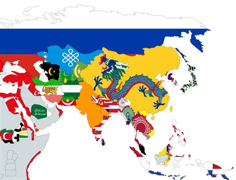 [oc] Flag Map Of Asia 1815 With Some Inaccuracies Vexillology