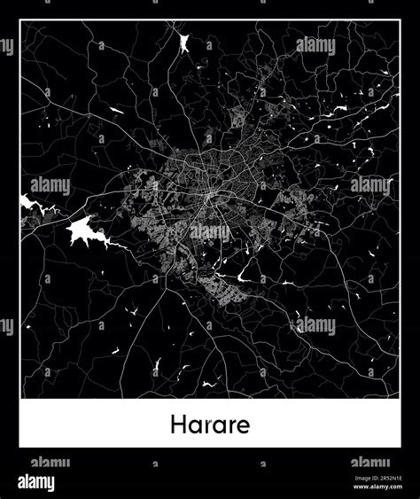 Minimal City Map Of Harare Zimbabwe Africa Stock Vector Image And Art