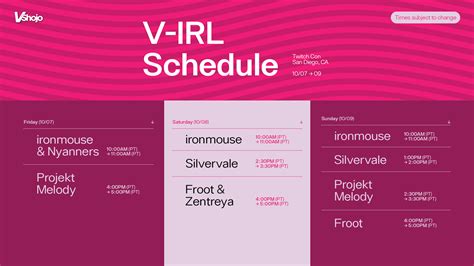 Vshojo On Twitter 🔔 Event Update 🔔 Our V Irl Schedule For Twitchcon