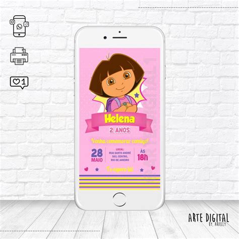 Convite Virtual Dora Aventureira Elo7 Produtos Especiais