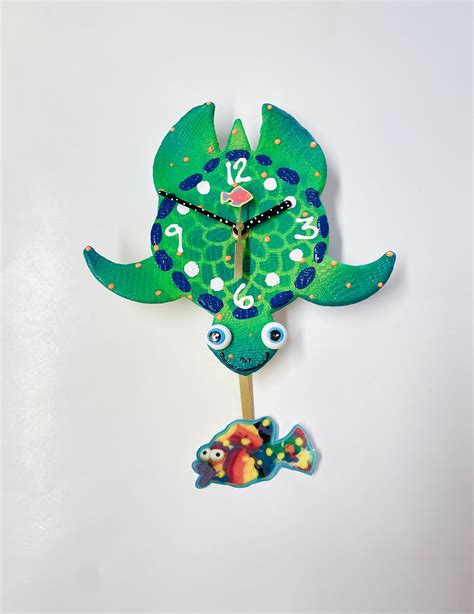 Sea Turtle Wall Clockturtle Wall Clock With Pendulumcoastal Decor Beach House Clock Decorative