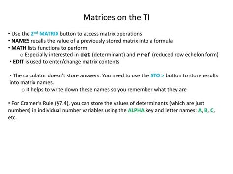 PPT Matrices On The TI PowerPoint Presentation Free Download ID