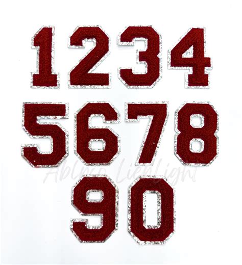 Maroon Chenille Number Patch Silver Glitter Iron On Diy Game Day Etsy