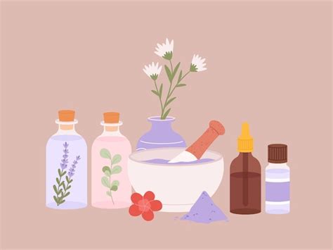 Premium Vector Homeopathy Herbal And Liquid Elements Mortar And