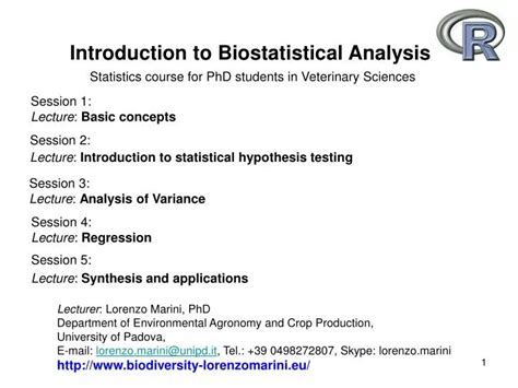 PPT Introduction To Biostatistical Analysis Statistics Course For PhD Students In Veterinary