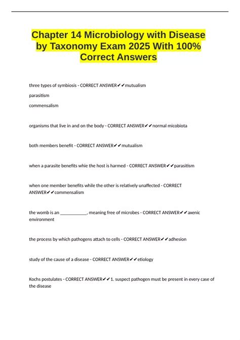 Chapter 14 Microbiology With Disease By Taxonomy Exam 2025 With 100