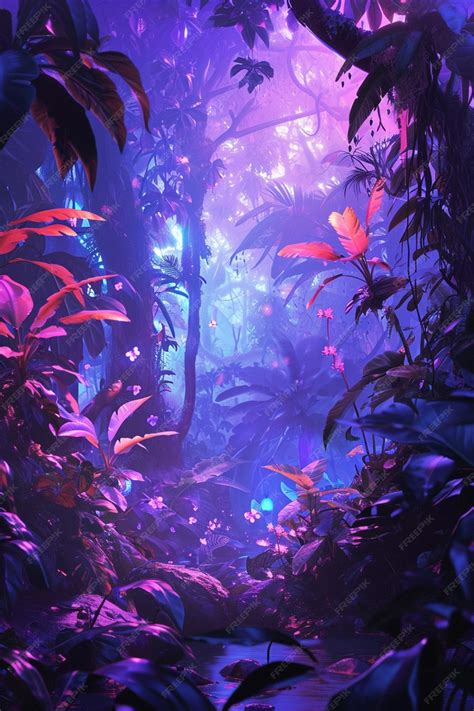 Premium Photo Artwork Depicting A Futuristic Jungle With