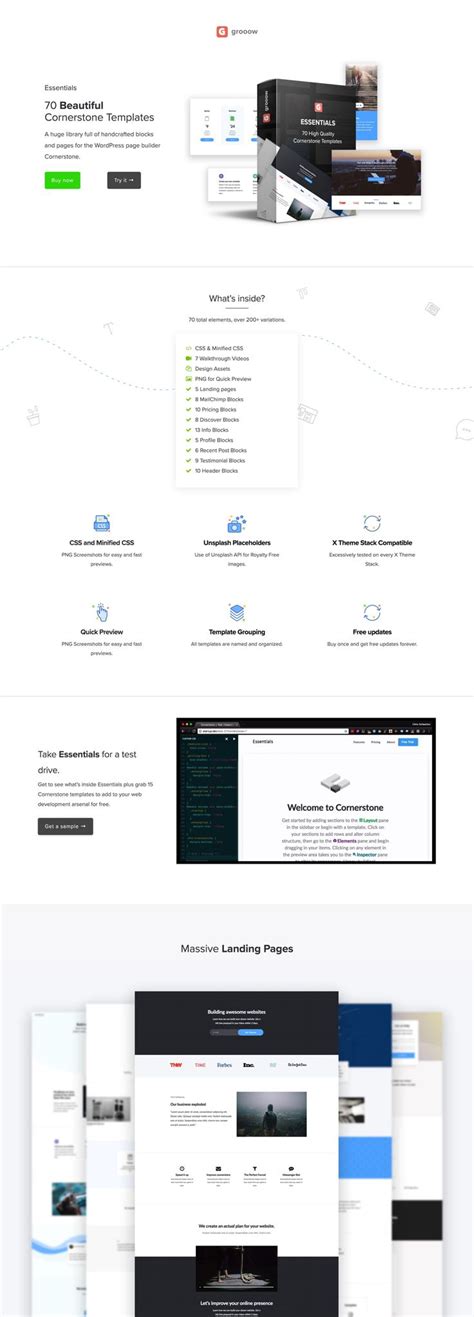 Smart Long Scrolling Landing Page Promoting The Essentials Template