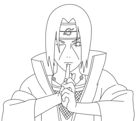 Gambar Mewarnai Gambar Sketsa Itachi Uchiha Keren Hitam Putih Di