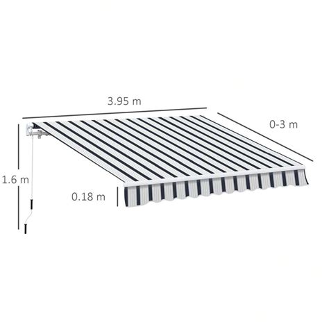 Outsunny Outsunny 4m X 3m Garden Patio Manual Awning Canopy Aluminium