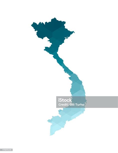 向量隔離插圖圖示越南地圖的簡化藍色輪廓多邊形幾何樣式白色背景向量圖形及更多低面數建模圖片 低面數建模 六角形 剪裁圖 Istock