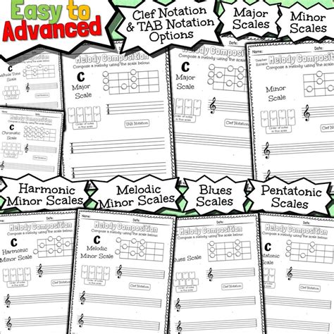 Ukulele Melody Composition Worksheets Etsy