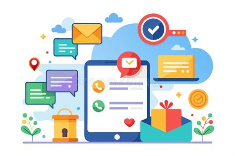Vibrant Tablet Illustration Showing Customizable Push Notifications