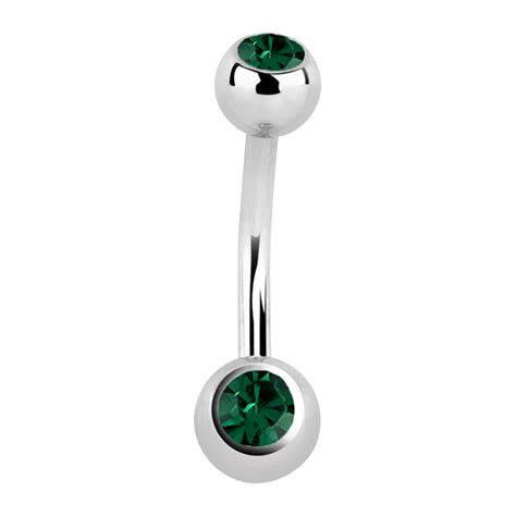 Surgical Steel Small Emerald Navel Bar Keen On Piercing