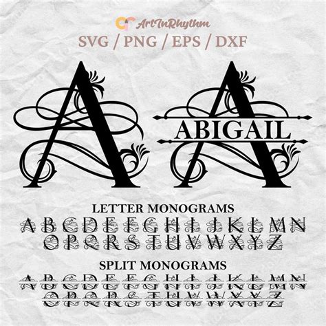 Classy Split Letter Monograms Svg Split Monograms Svg Letter