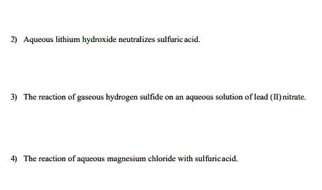 SOLVED Write Balanced Chemical Equations 2 Aqueous Lithium Hydroxide