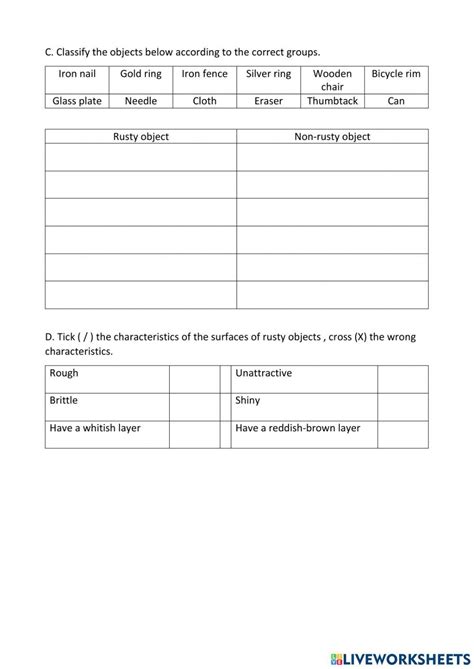 Rusting Free Interactive Worksheets 1253569