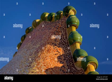 Dragon s thorn crest decorating the roof of Casa Batlló designed by