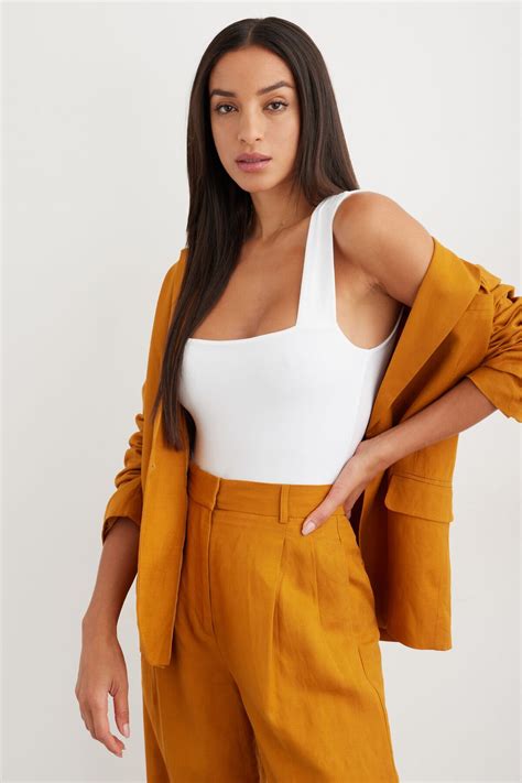 Sculpt Square Neck Bodysuit White Dynamite