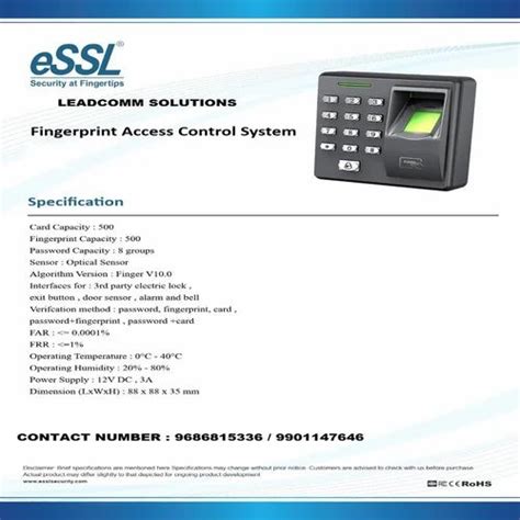 essl x7 fingerprint access control system password protected at ₹ 2800