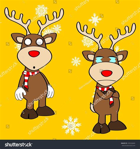Xmas Reindeer Cartoon Expression Set Vector Stock Vector Royalty Free
