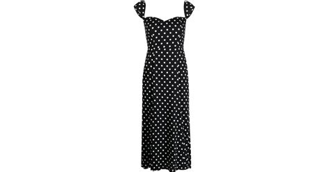 Reformation Polka Dot Sweetheart Neck Dress In Black Lyst