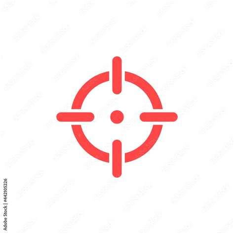Target Red Icon Focus Cursor Bull Eye Mark Aim Sniper Shoot Vector Isolated On White Stock