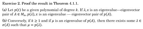 Solved Exercise 2 Proof The Result In Theorem 4 1 1 A Let Chegg Com