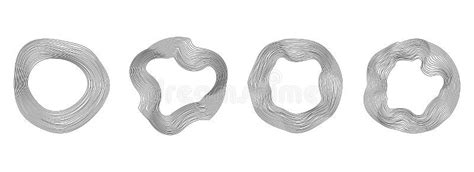 Set Of Abstract Deformed Circle Banners Distorted Contour Stock Vector