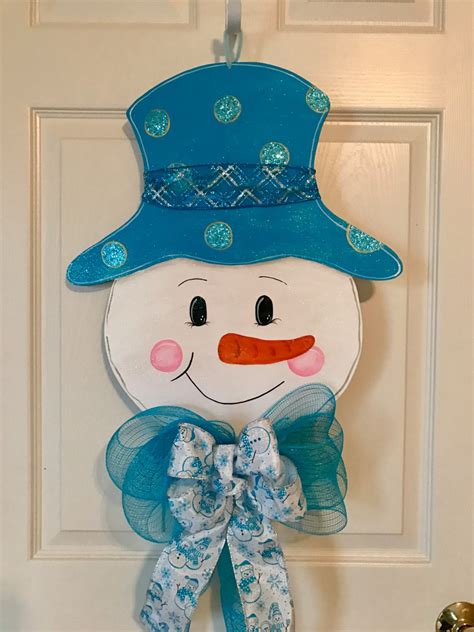 Snowman Door Hanger Christmas Door Hanger Wreath Door