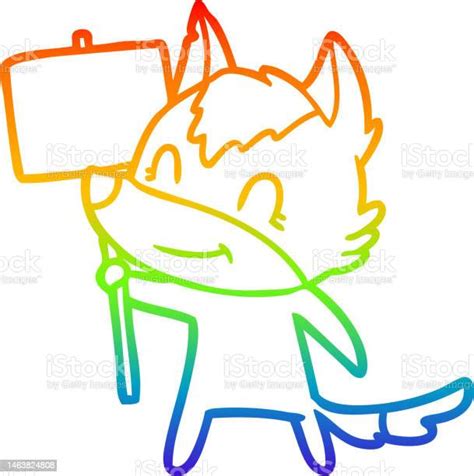 Dessin Au Trait Dégradé Arcenciel Dun Loup De Dessin Animé Amical