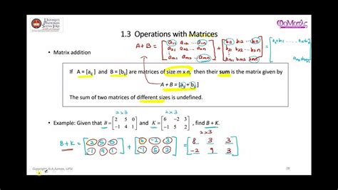 Matrix Addition Scalar Multiplication And Matrix Subtraction Youtube