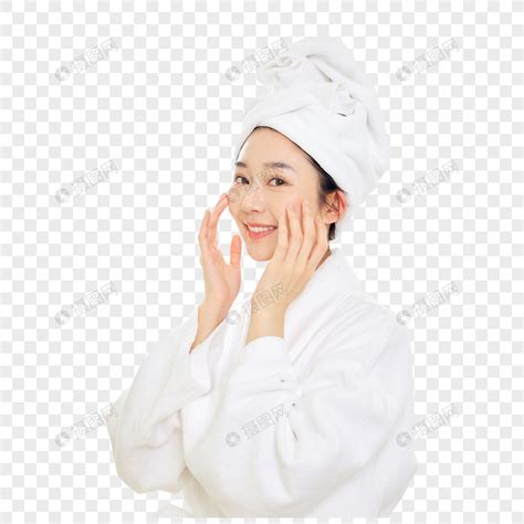 목욕 가운에 젊은 아름 다운 여자의 피부 관리 Png 일러스트 무료 다운로드 Lovepik