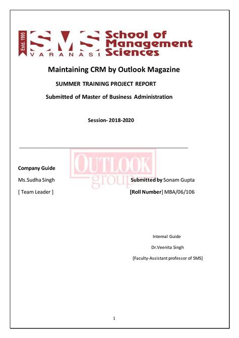 Summer Training Project Report Docx Business Administration Business