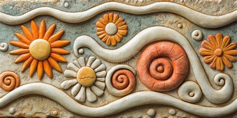 Decorative Floral And Swirl Pattern Embossed On Textured Surface Stock Illustration