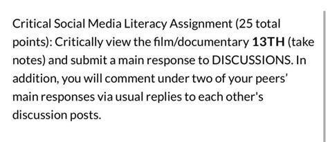 Critical Social Media Literacy Assignment 25 Total
