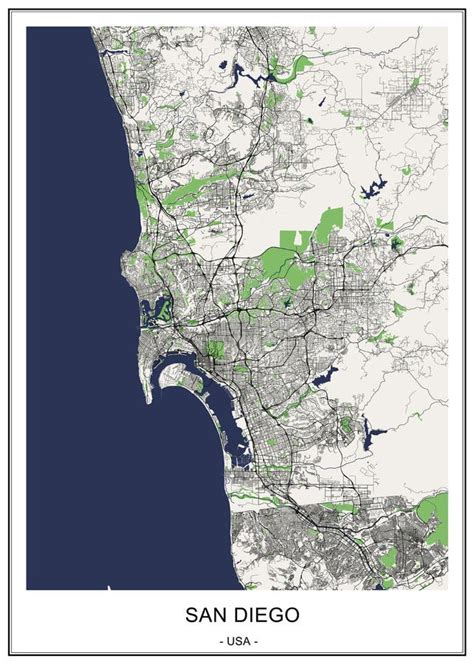Mapa De La Ciudad De San Diego California Eeuu Stock De Ilustración