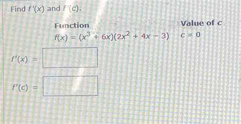 Solved Find Fx And Fc Fx Fc Function Fx