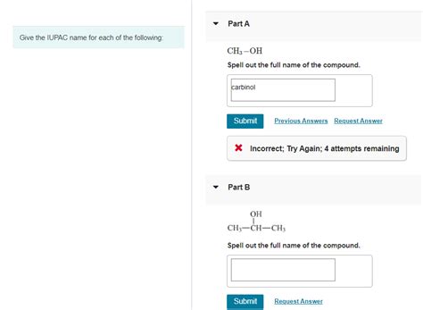 Solved Give The IUPAC Name For Each Of The Following CH OH Chegg Com