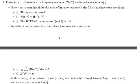 solved 3 consider an lti system with frequency response