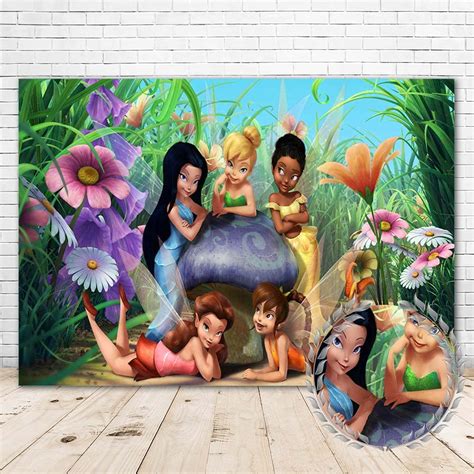 Tinkerbell Birthday Backdrop 7x5 Vinyl Tinkerbell Party Supplies Photography Background
