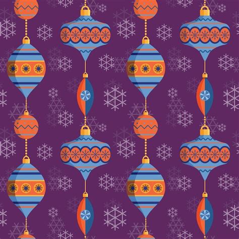 Premium Vector Vintage Baubles Christmas Ornament Pattern In Flat
