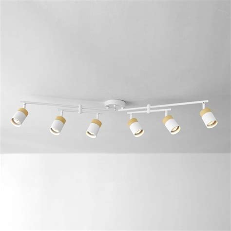 Globe Electric 3 5 Ft Matte White And Faux Wood Hard Wired Ceiling Mounted Track Lighting Kit