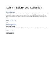 Lab Splunk Docx Lab Splunk Log Collection Introduction What Environment Would Be